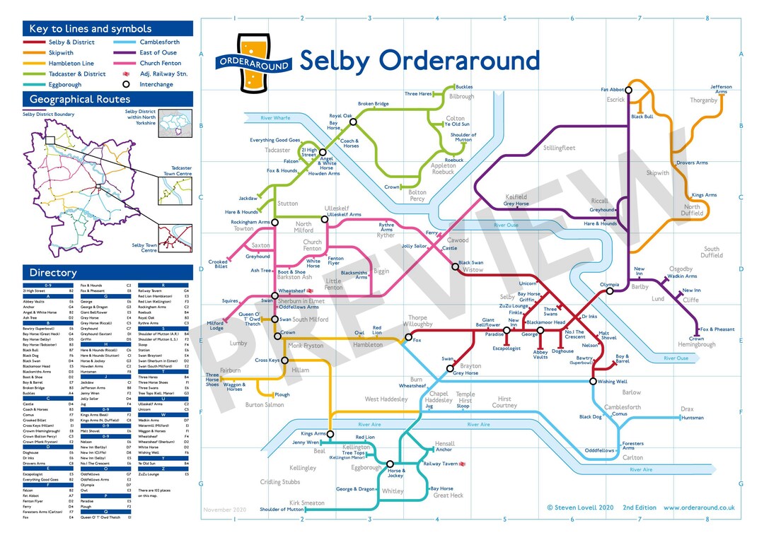 Selby Orderaround A3 Pub Map Poster - Etsy
