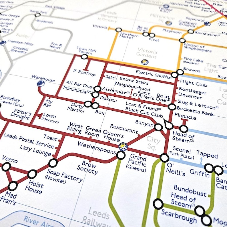 Leeds Orderaround - Pub Map Poster (610 X 915mm) - Etsy