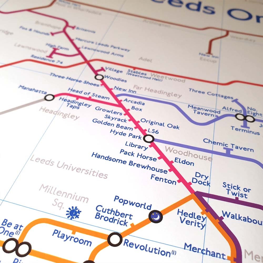Leeds Orderaround Pub Map Poster. (610 X 915mm) - Etsy