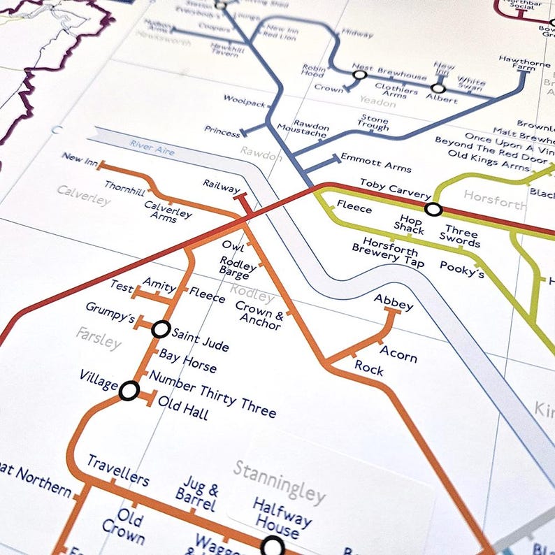 Leeds Orderaround - Pub Map Poster (610 X 915mm) - Etsy
