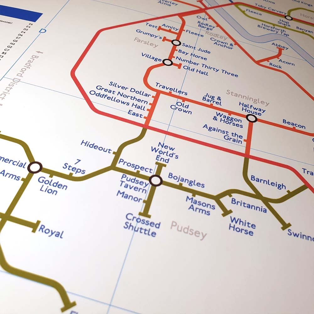 Leeds Orderaround Pub Map Poster. (610 X 915mm) - Etsy