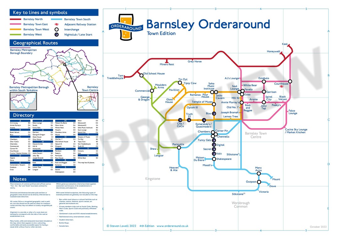 Barnsley Town Orderaround A3 Pub Map Poster - Etsy