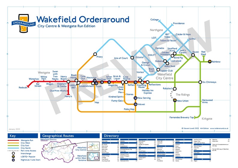 Wakefield City Orderaround A3 Pub Map Poster - Etsy