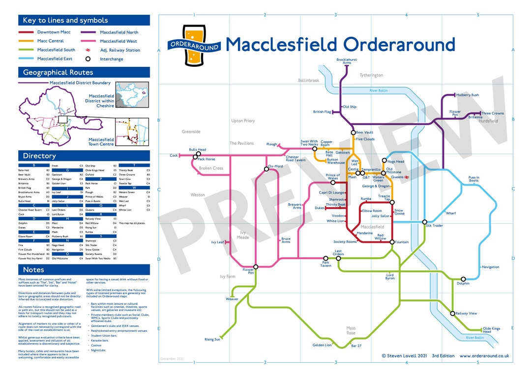 Macclesfield Orderaround A3 Pub Map Poster - Etsy