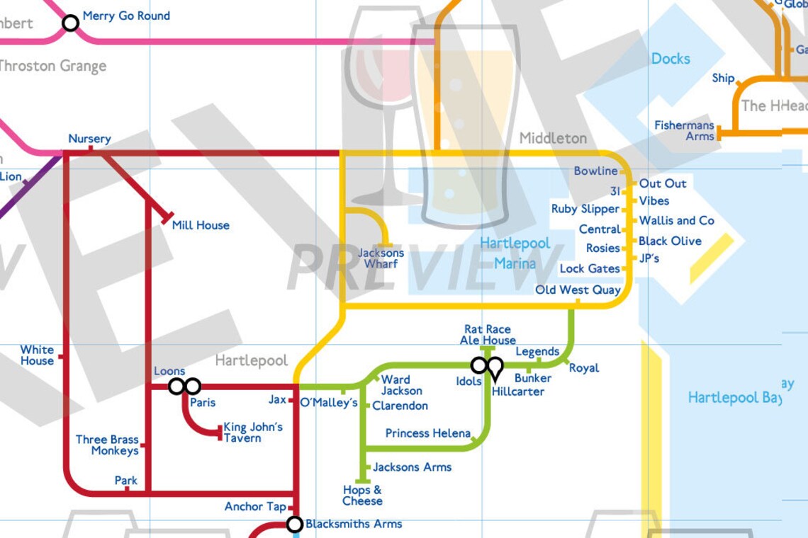 Hartlepool Orderaround A3 Pub Map Poster - Etsy