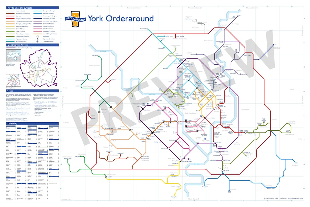 York Orderaround Pub Map Poster (610 X 915mm) - Etsy