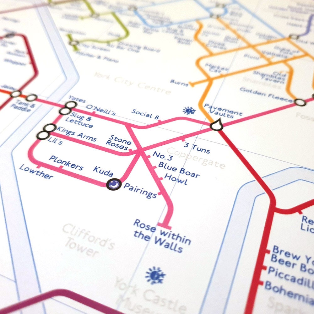 York Orderaround Pub Map Poster (610 X 915mm) - Etsy