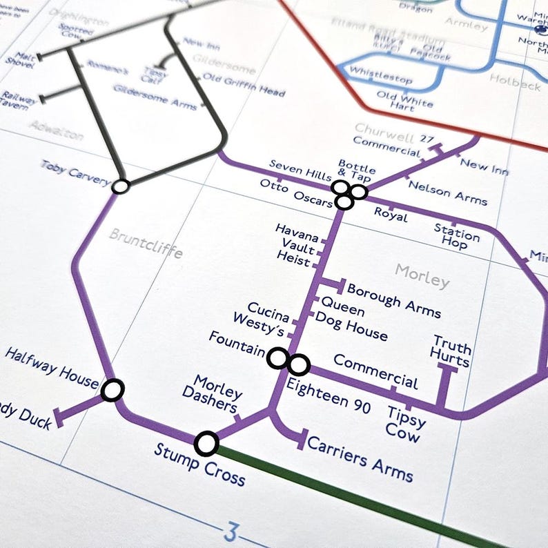 Leeds Orderaround - Pub Map Poster (610 X 915mm) - Etsy