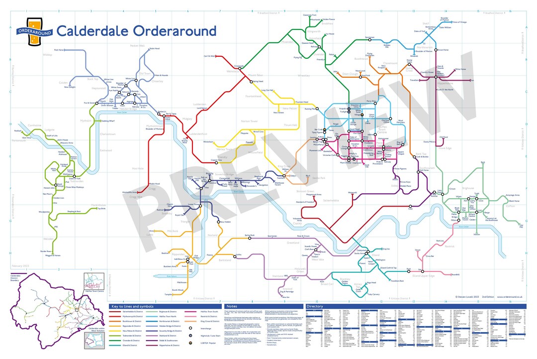 Calderdale Orderaround Pub Map Poster 610 X 915mm - Etsy