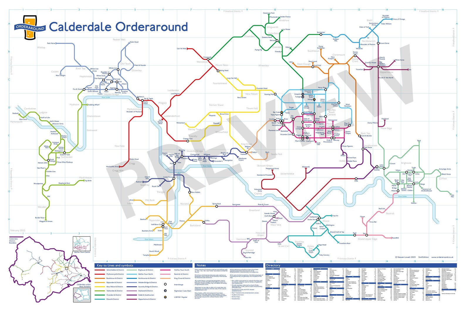 Calderdale Orderaround Pub Map Poster 610 X 915mm - Etsy