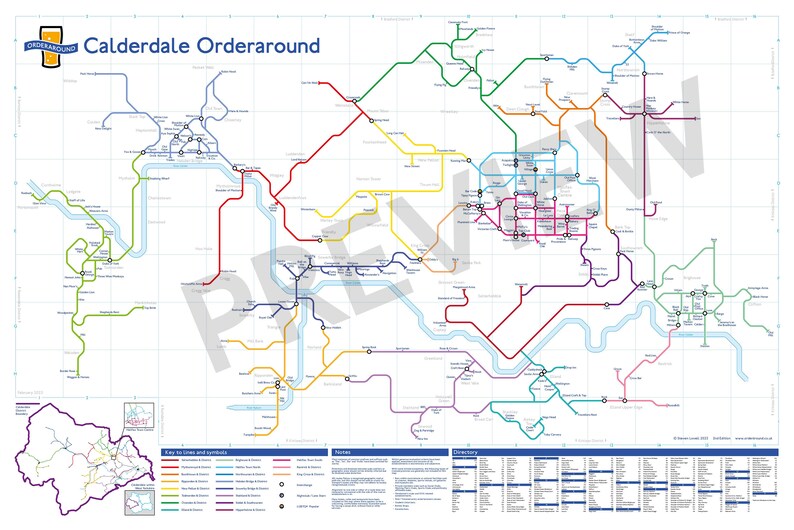 Calderdale Orderaround Pub Map Poster 610 X 915mm - Etsy