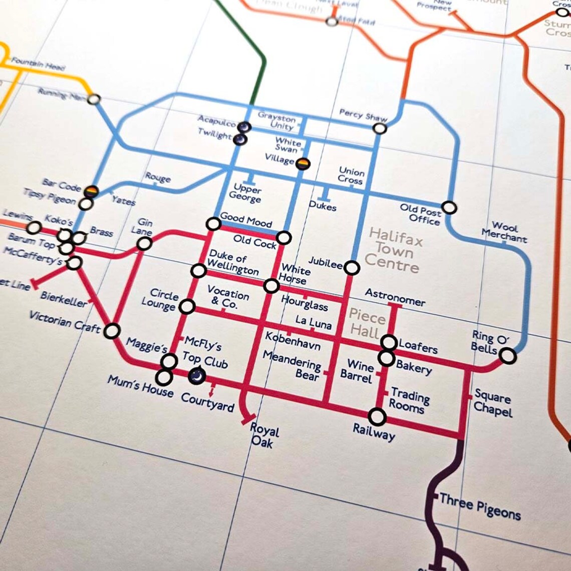Calderdale Orderaround Pub Map Poster (610 X 915mm) - Etsy