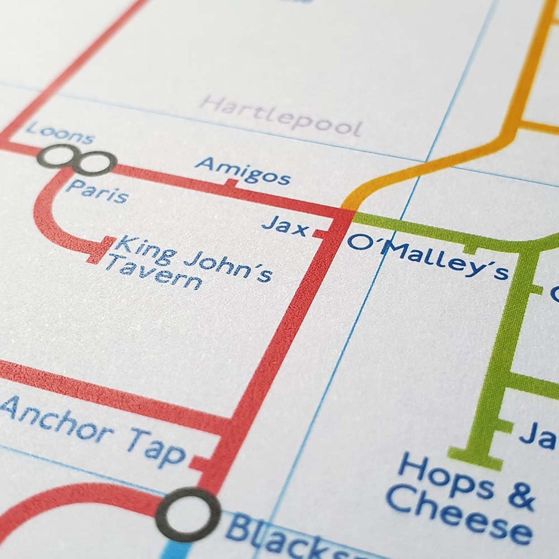 Hartlepool Orderaround A3 Pub Map Poster - Etsy