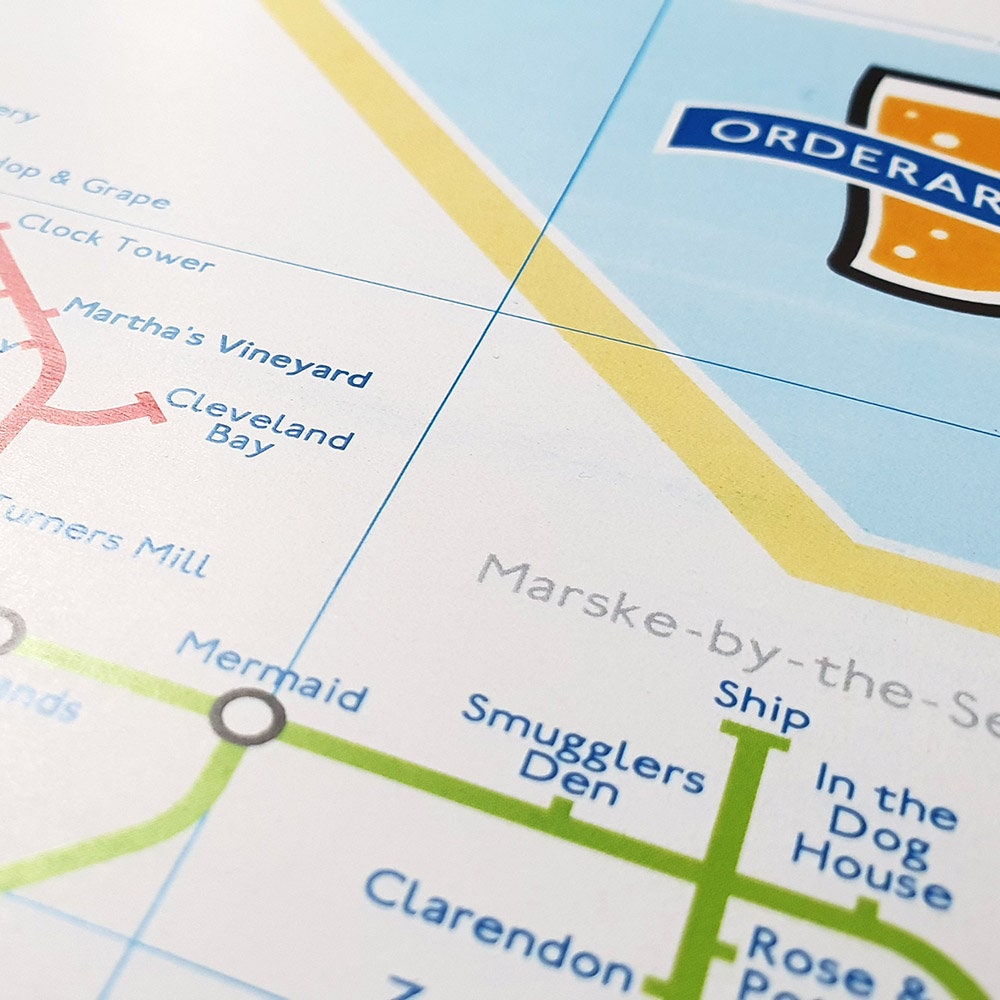 Redcar & Cleveland Orderaround Pub Map - Etsy UK