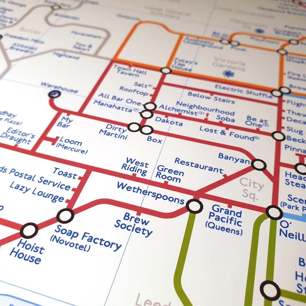 Leeds Orderaround Pub Map Poster. (610 X 915mm) - Etsy