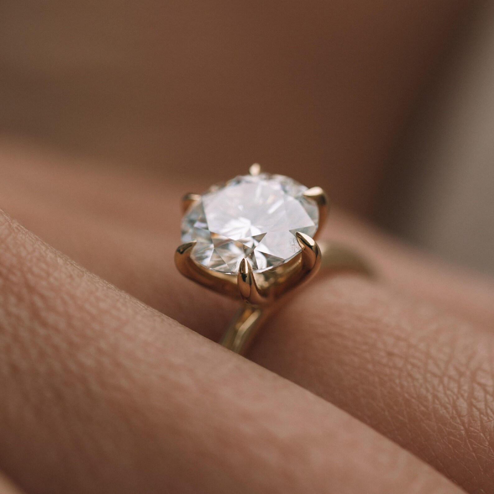 2 CT Round Moissanite Engagement Ring Solid 10k/14/18k Yellow | Etsy