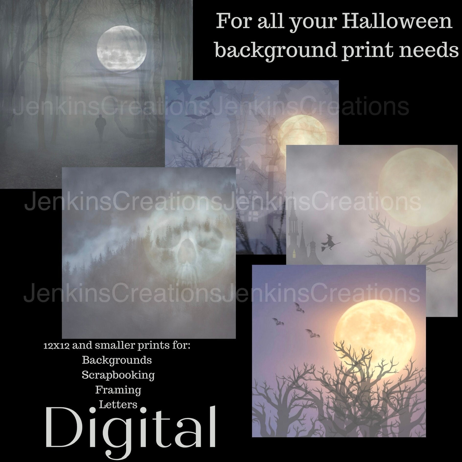 Digital PNG High Resolution Printable 5 Halloween Backgrounds - Etsy