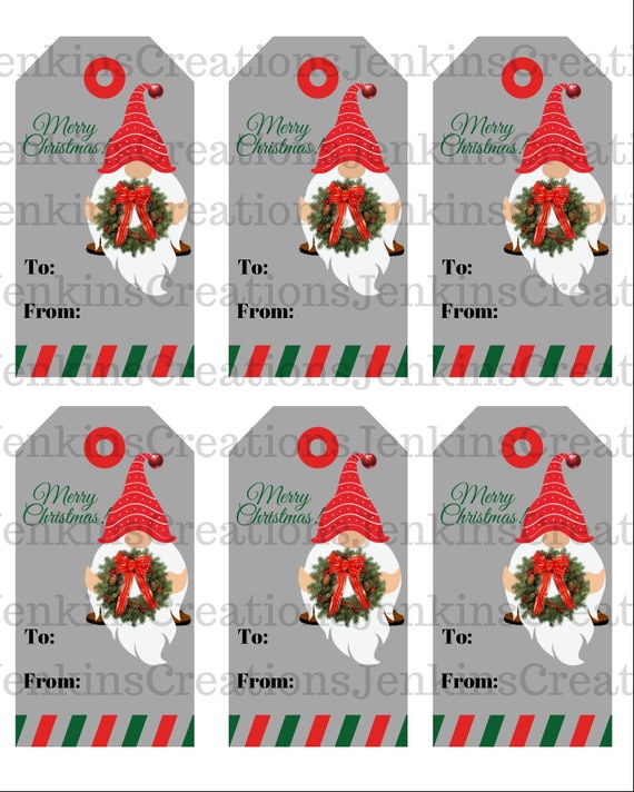 Digital Christmas Gnome PNG Name Tags High Resolution With | Etsy