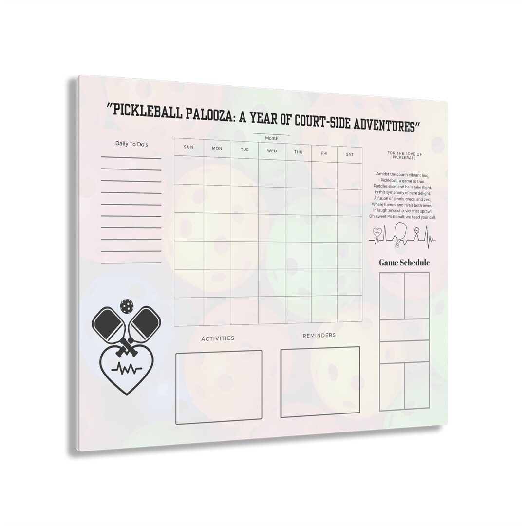 Pickleball Acrylic Dry Erase Calendar: Stay in the Game of - Etsy