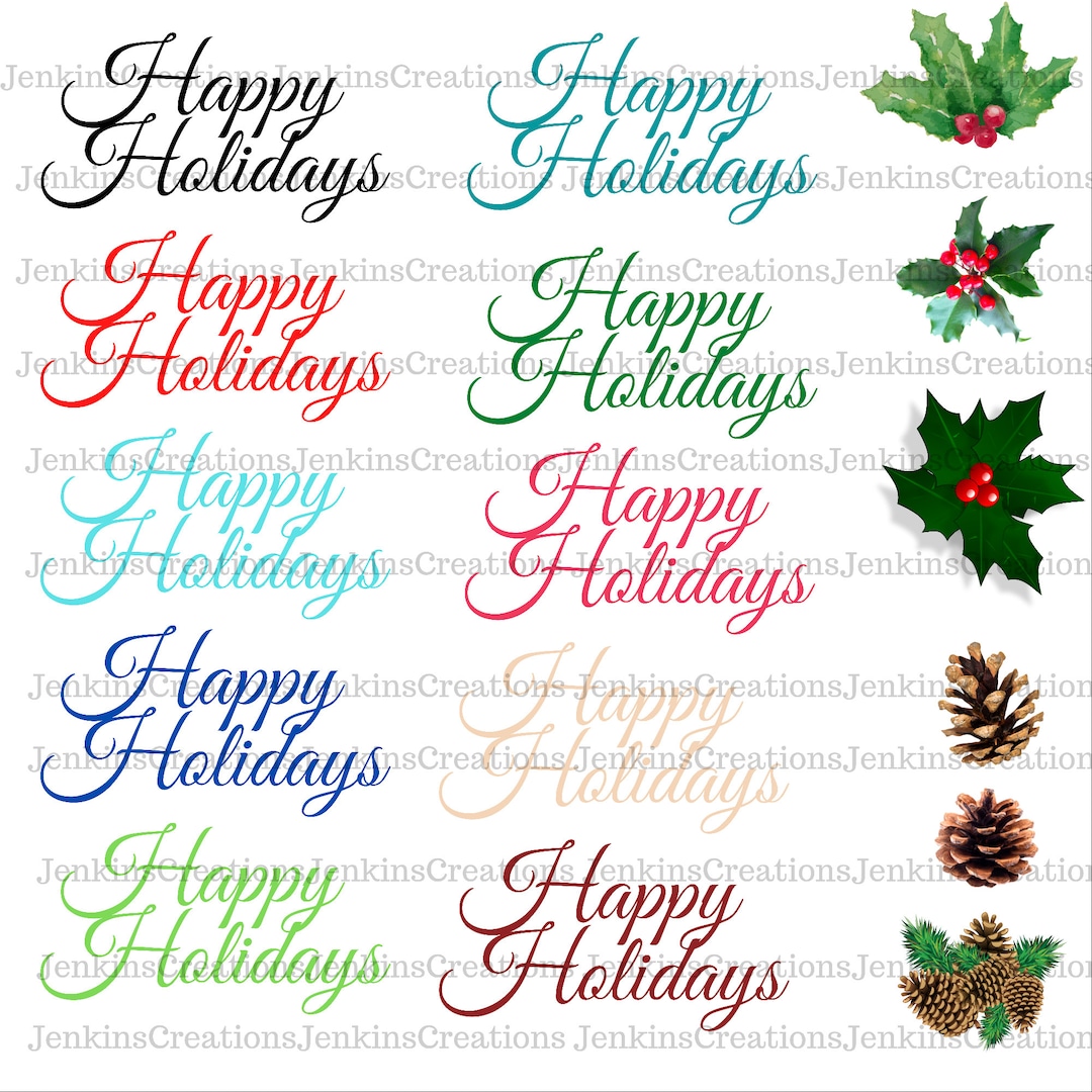 Happy Holidays Words in Multi Colors and Styles Digital - Etsy