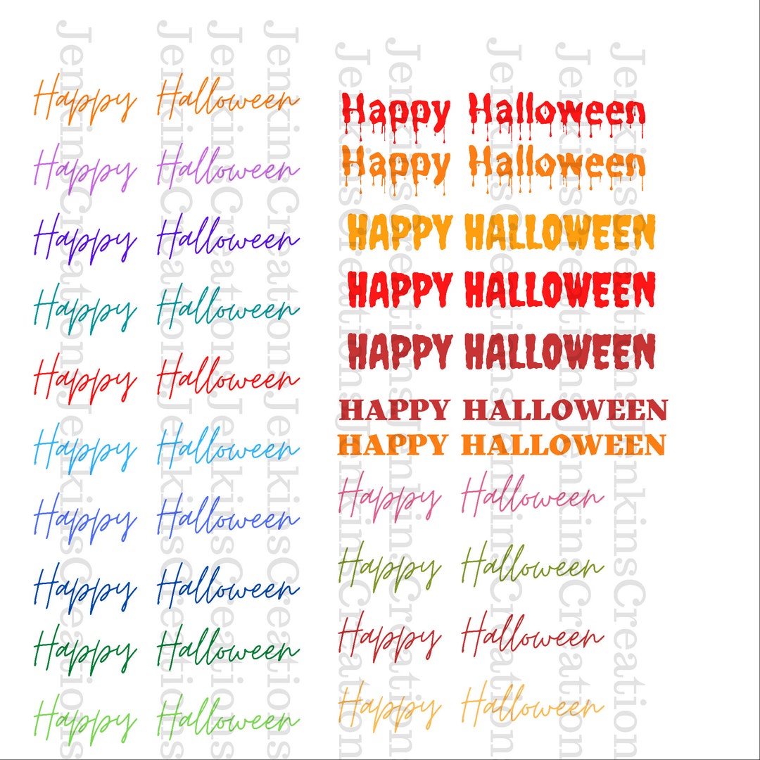 Happy Halloween Words in Multi Colors and Styles Digital Printable ...