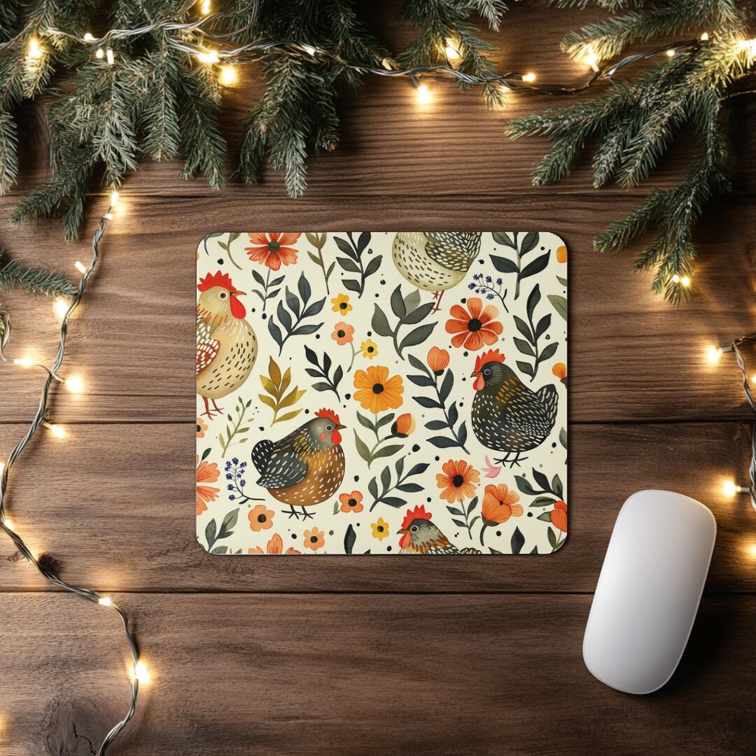 Boho Chicken Mousepad, Farm Chicken Mousepad, Chicken Lover, Gift for ...