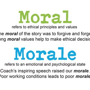 Morale Moral Grammar Poster | Printable | Digital Download | Commonly Confused Words - Etsy
