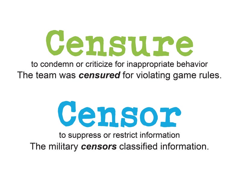 Censor Censure Grammar Poster Printable Digital Download - Etsy