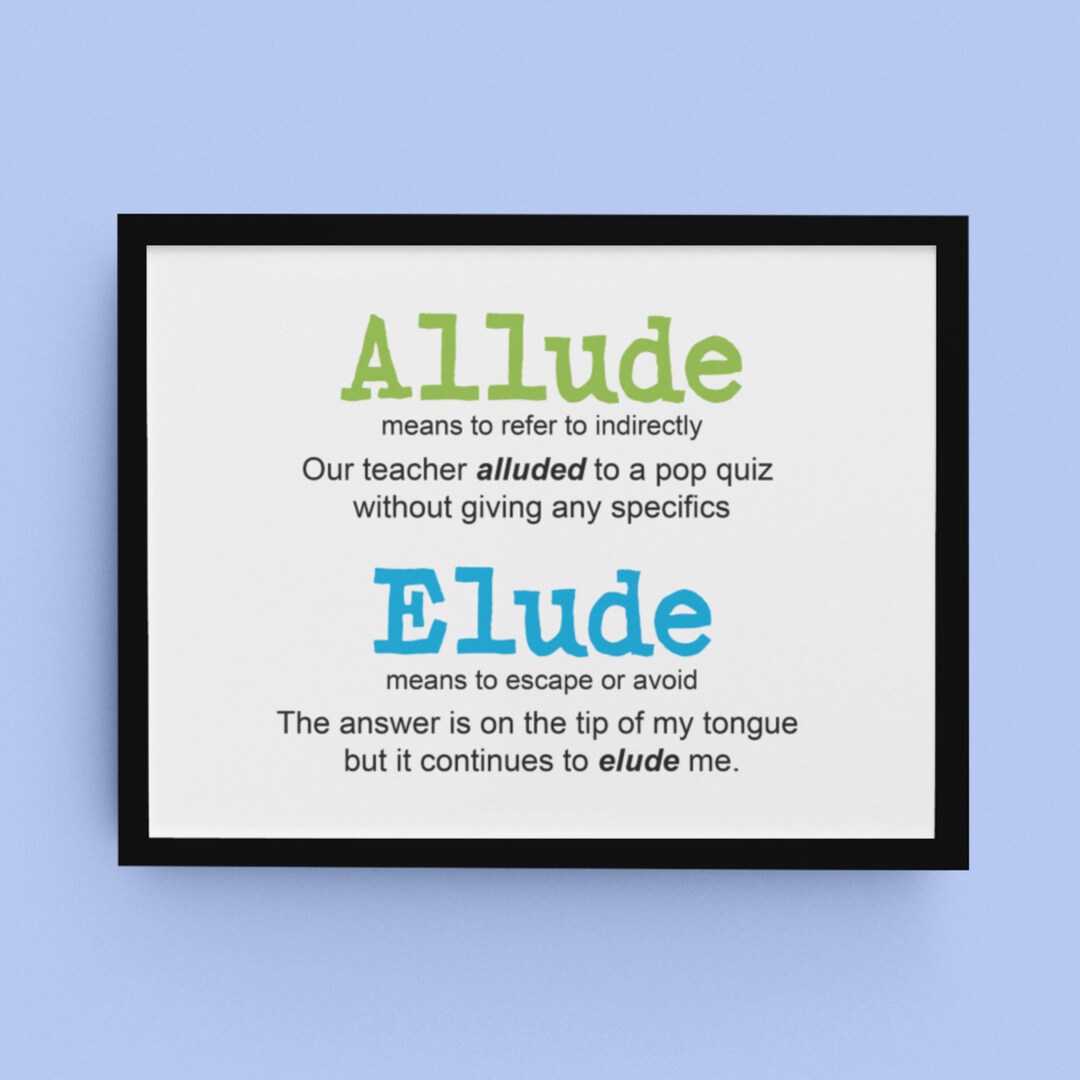 Allude Elude Grammar Poster Printable Digital Download Commonly ...