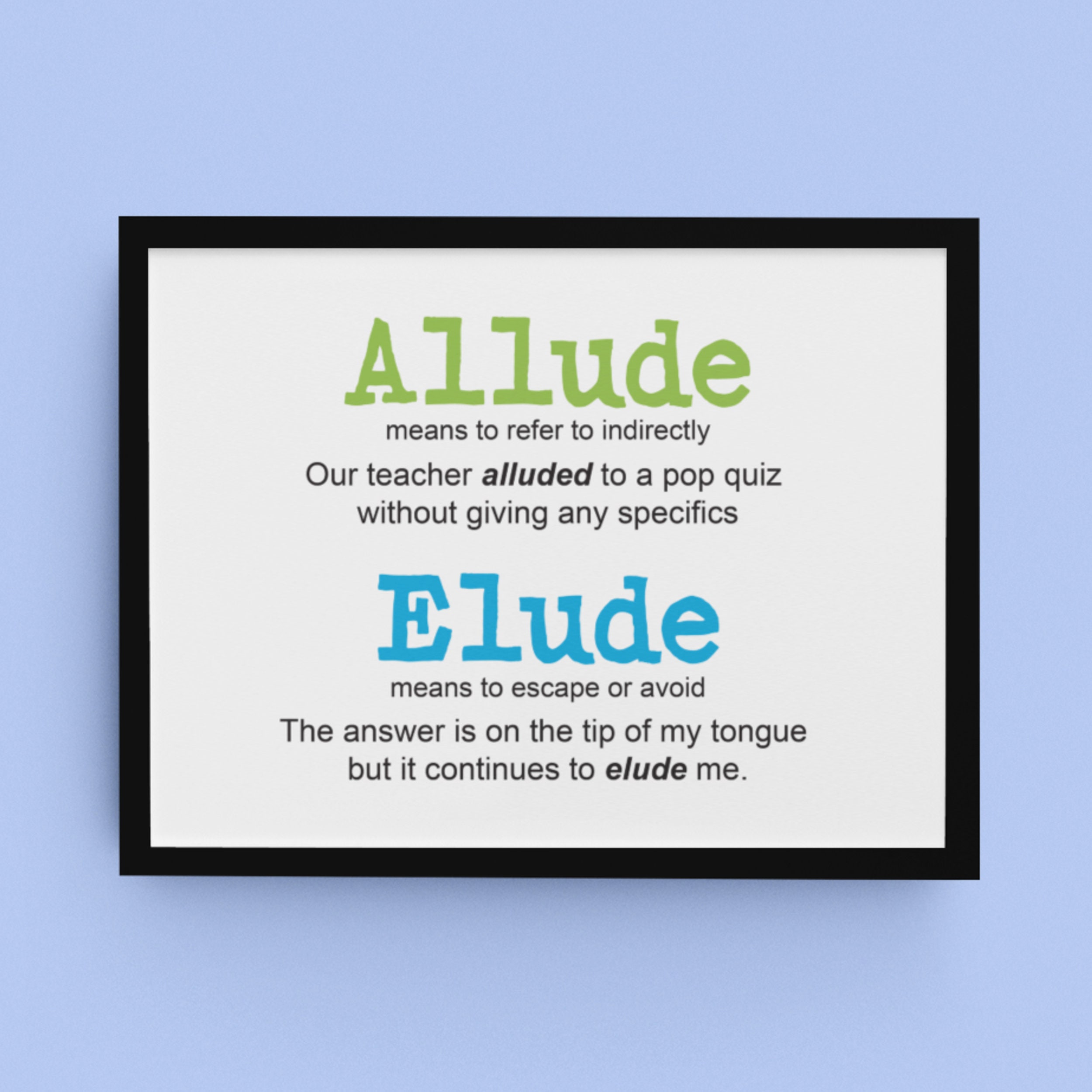 Grammar Poster Allude Elude Printable Digital Download - Etsy