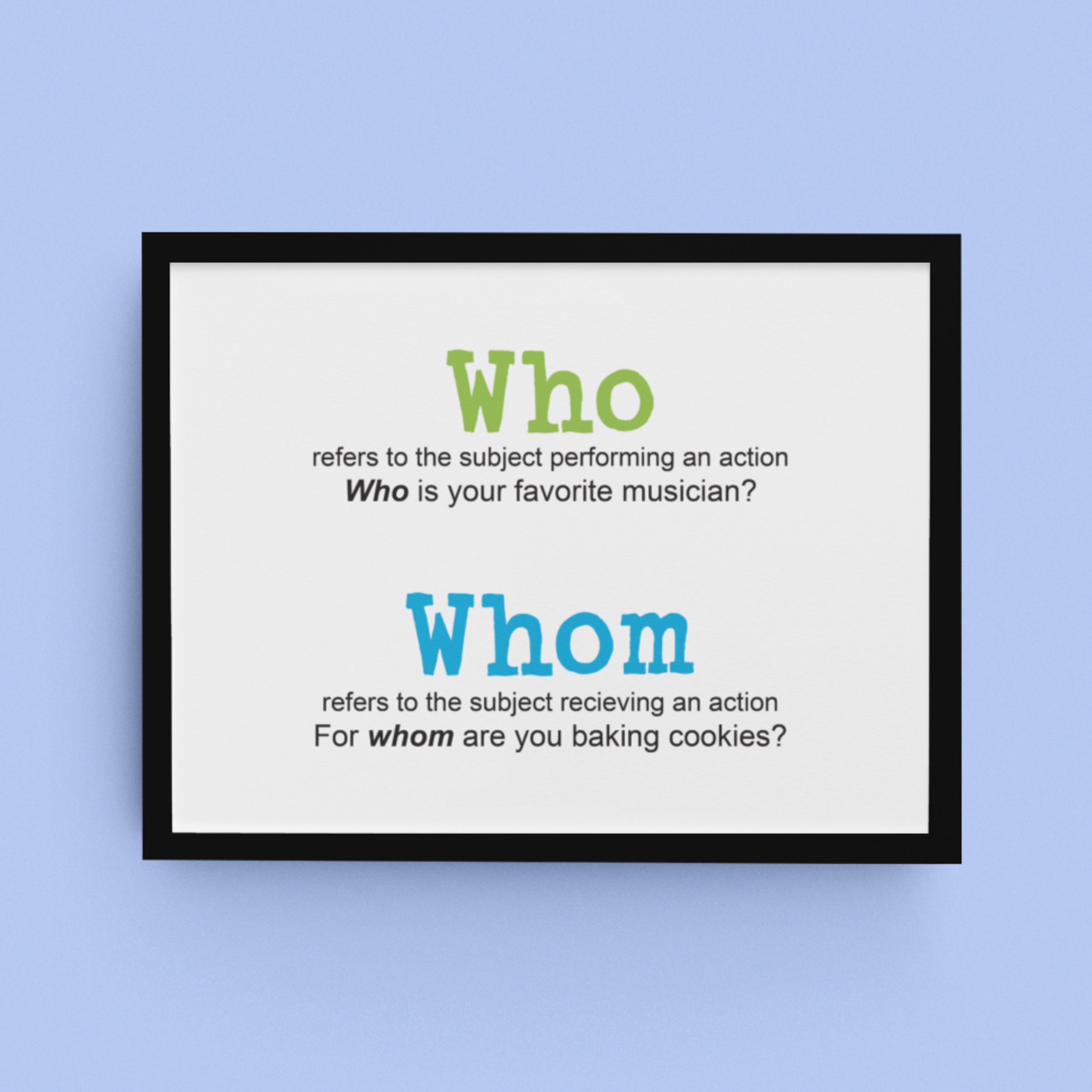 Whom Who Grammar Poster Printable Digital Download - Etsy