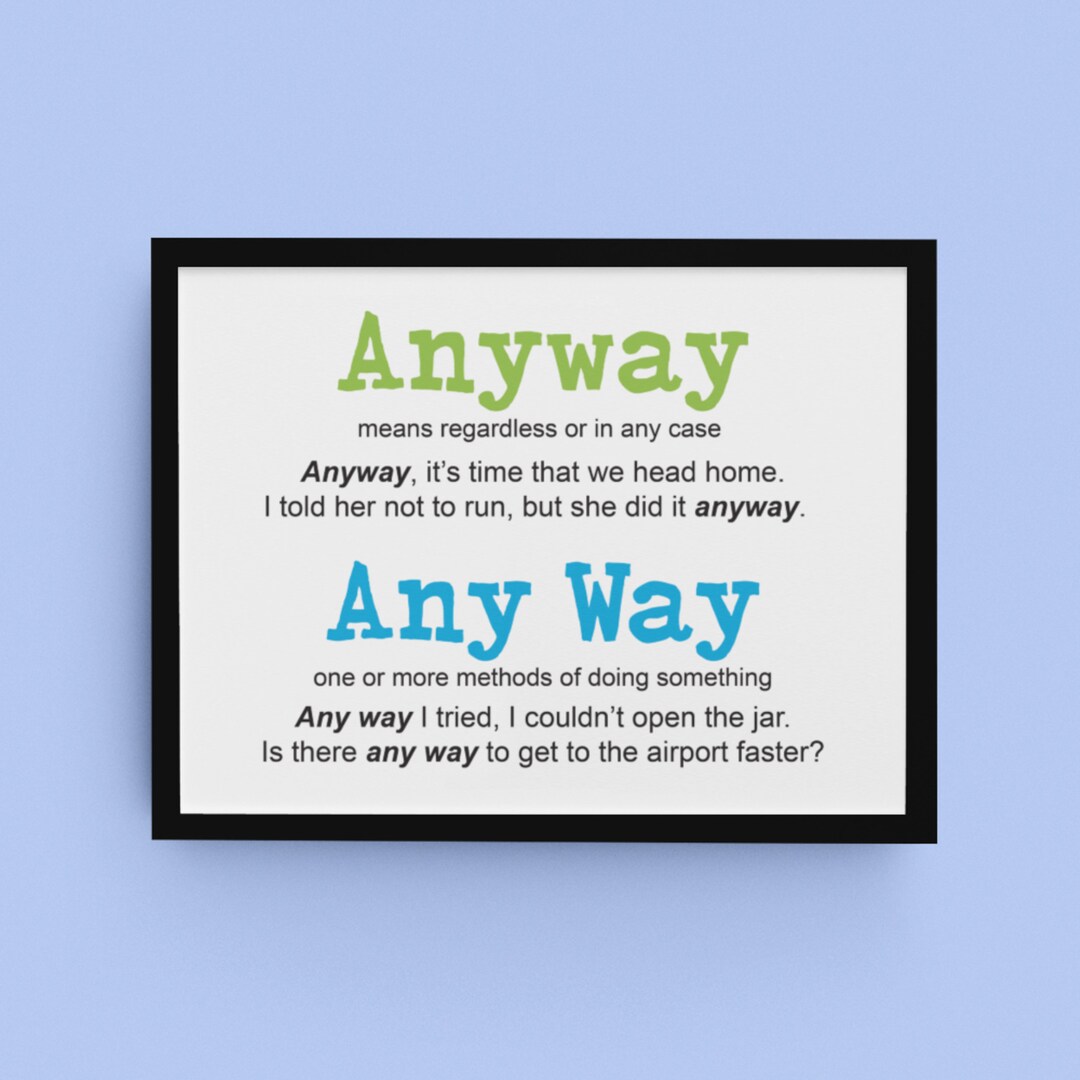 Anyway Any Way Grammar Poster Printable Digital Download - Etsy