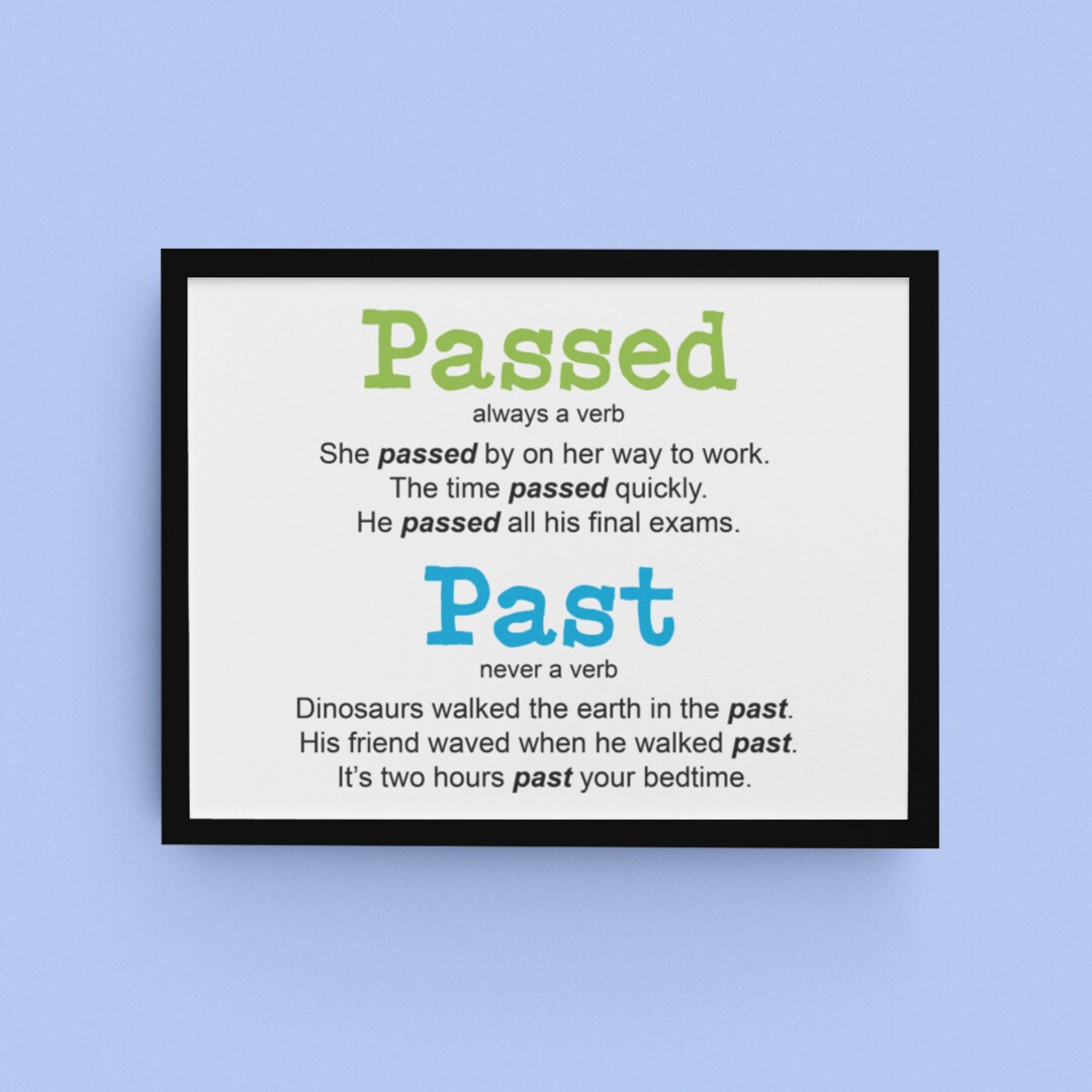 Past Passed Grammar Poster Printable Digital Download Commonly Confused ...