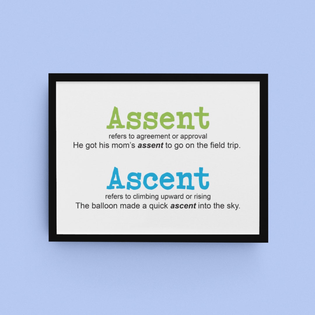 Ascent Assent Grammar Poster Printable Digital Download - Etsy