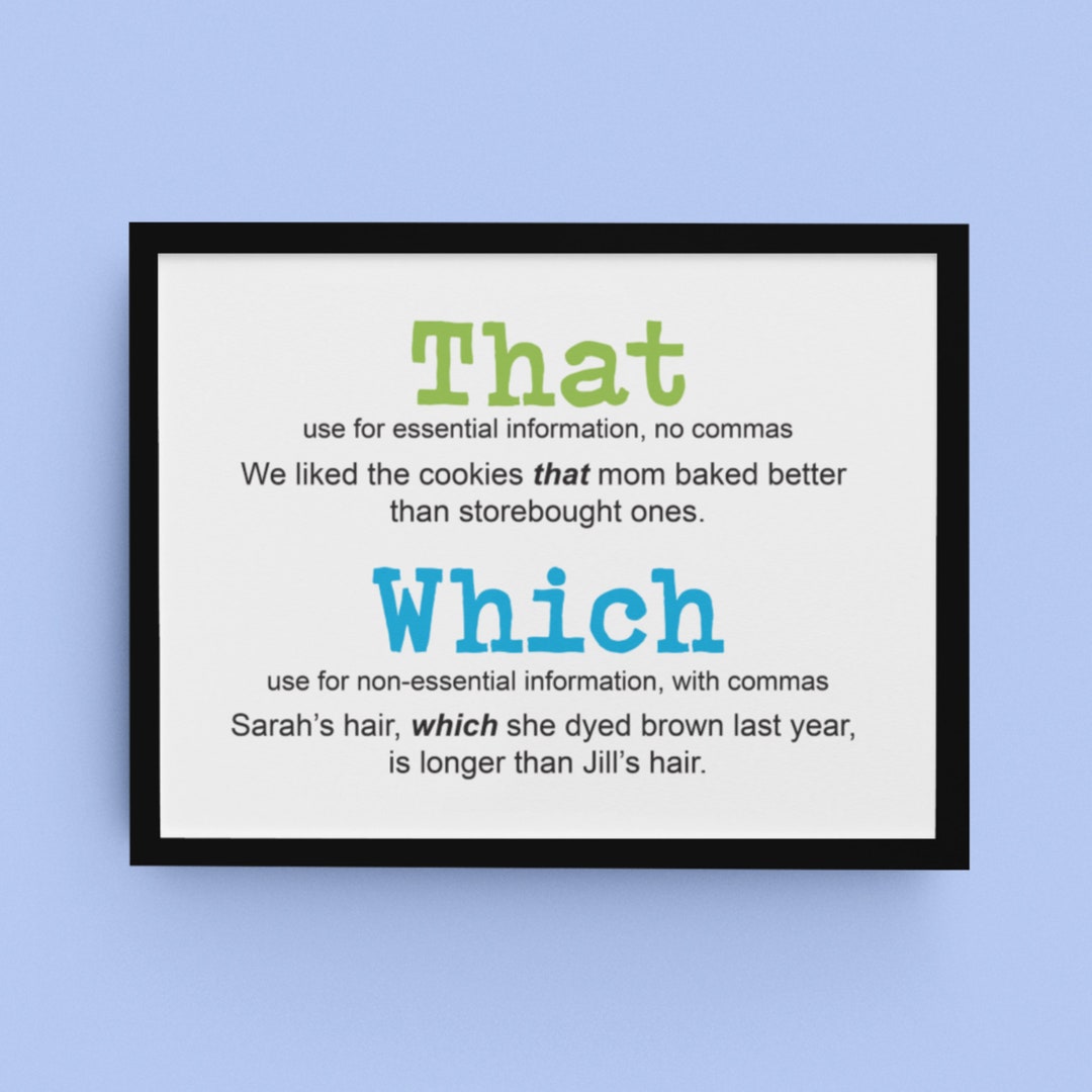 That Which Grammar Poster Printable Digital Download Commonly Confused ...