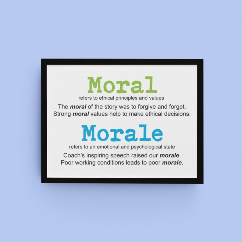 Morale Moral Grammar Poster | Printable | Digital Download | Commonly ...