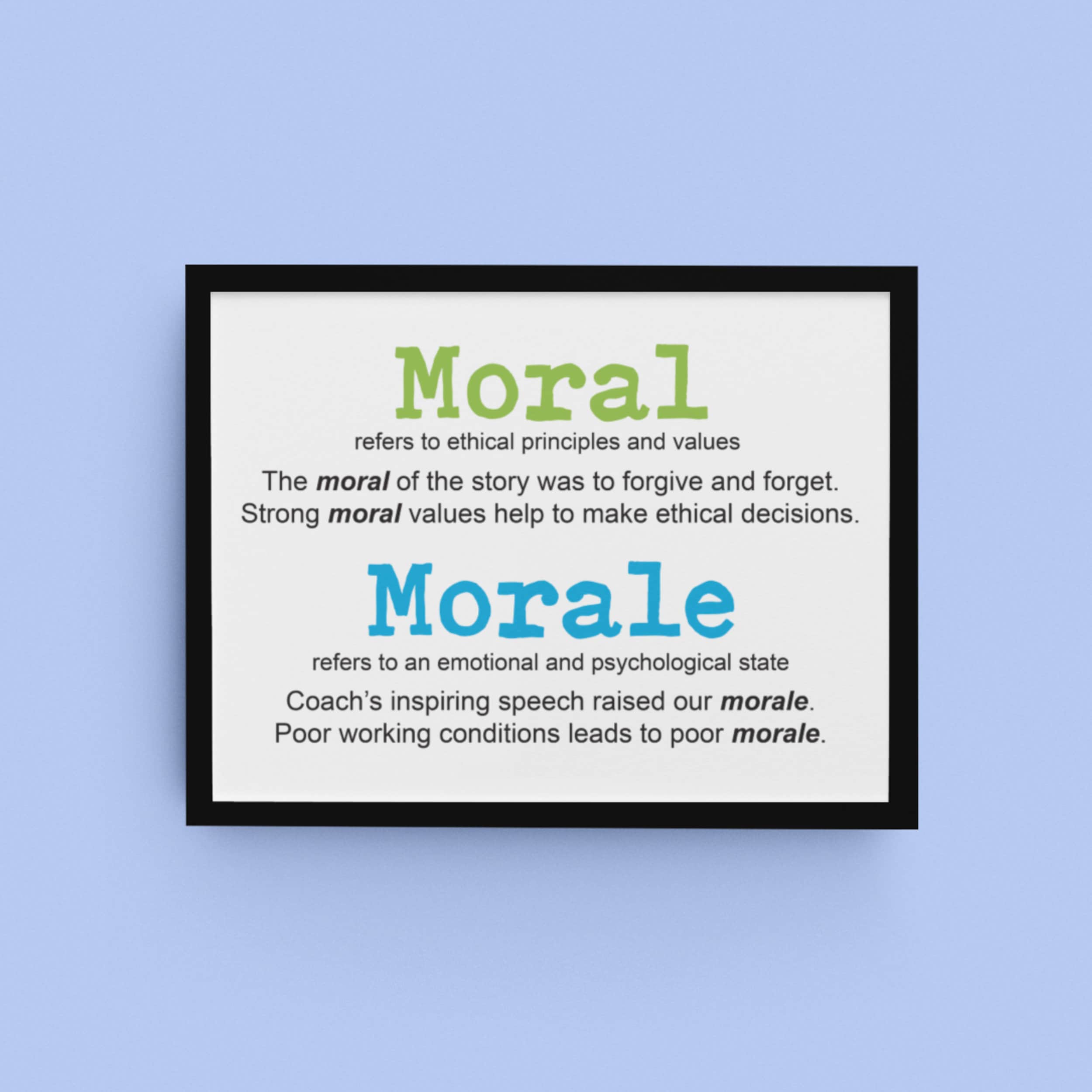 Morale Moral Grammar Poster Printable Digital Download Commonly ...