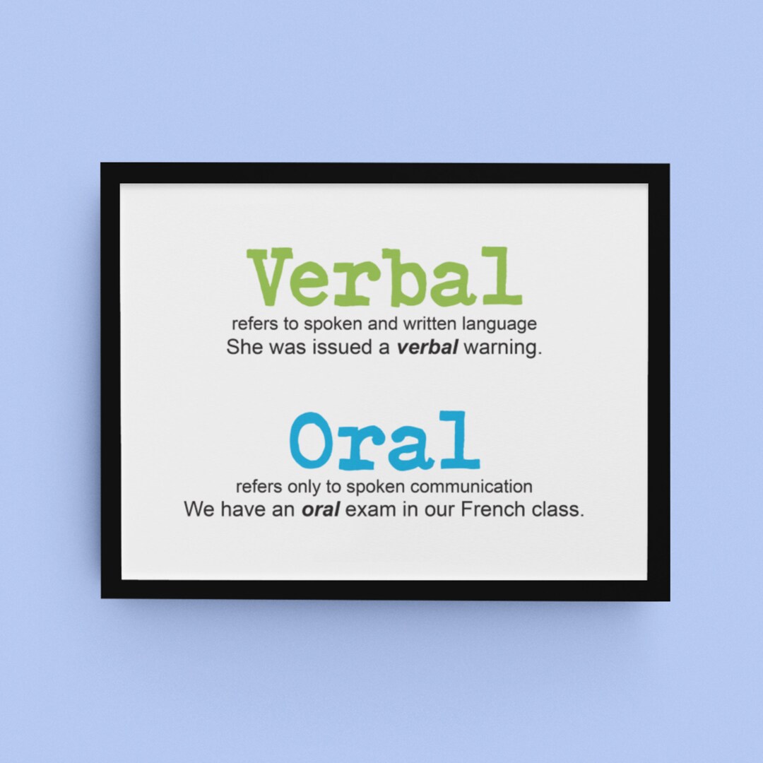 Verbal Oral Grammar Poster Printable Digital Download Commonly Confused ...