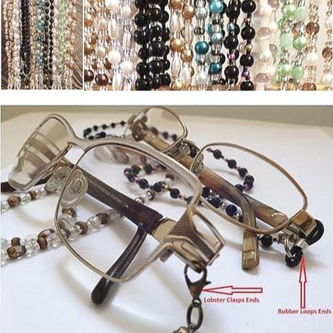 Fashion Eyeglasses / Sunglasses Hanging Beaded Chain Strap With Rubber ...