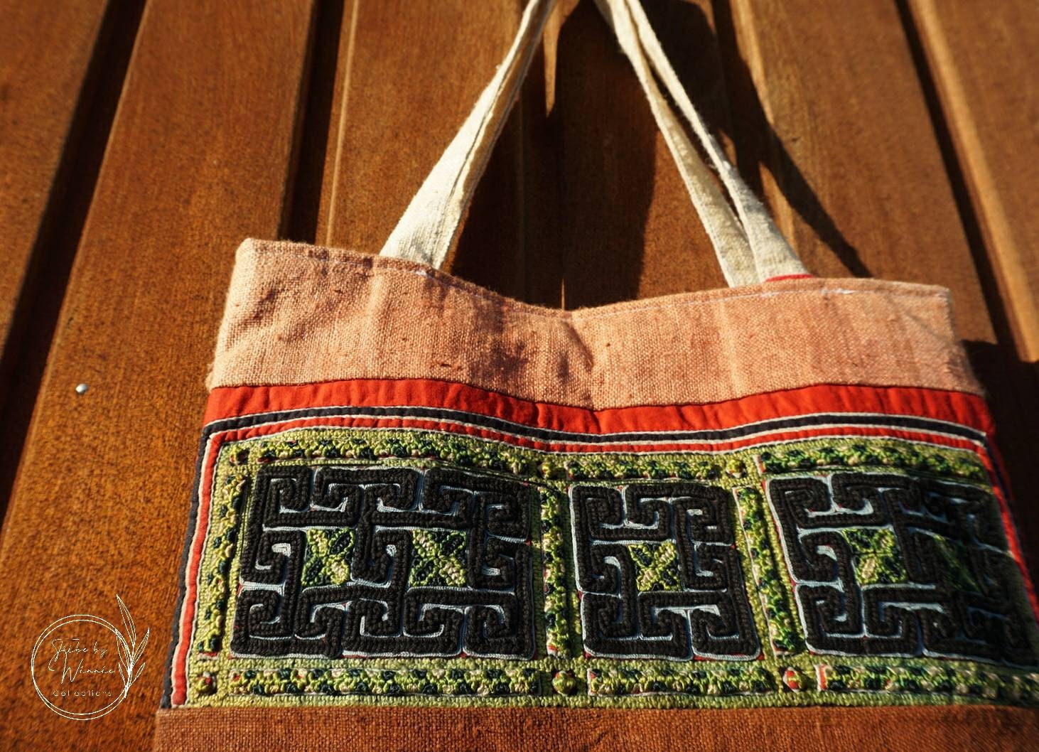 Shoulder Bag Collar Brown, Handmade Totebag, Embroidery Bag, Hemp ...