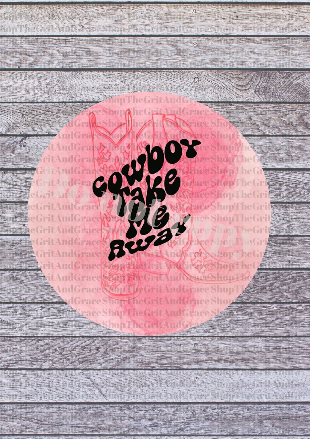 Cowboy Boots Curved Text Western Retro Punchy Cactus Digital - Etsy
