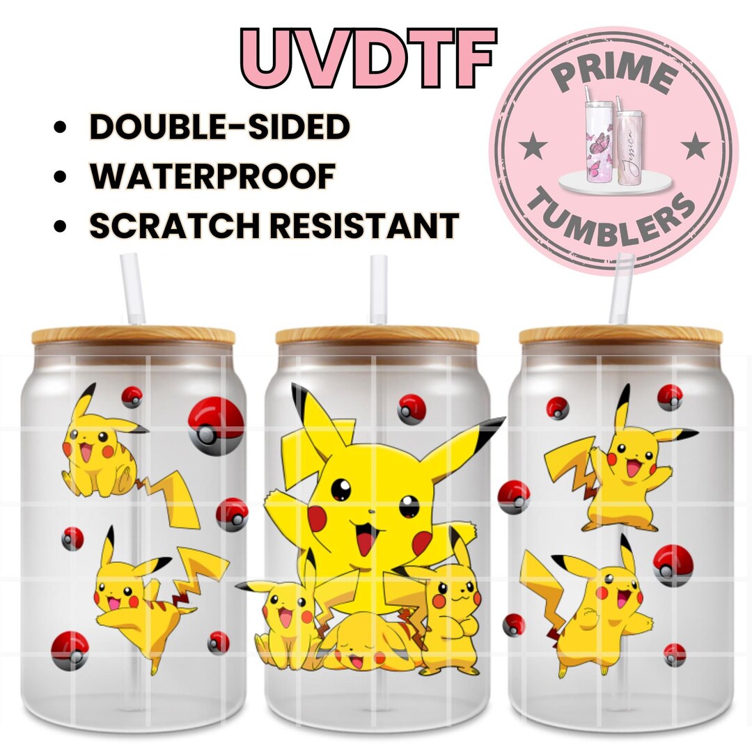 Cute Pokemon Pikachu UVDTF 16oz Glass Cup Wrap - Etsy