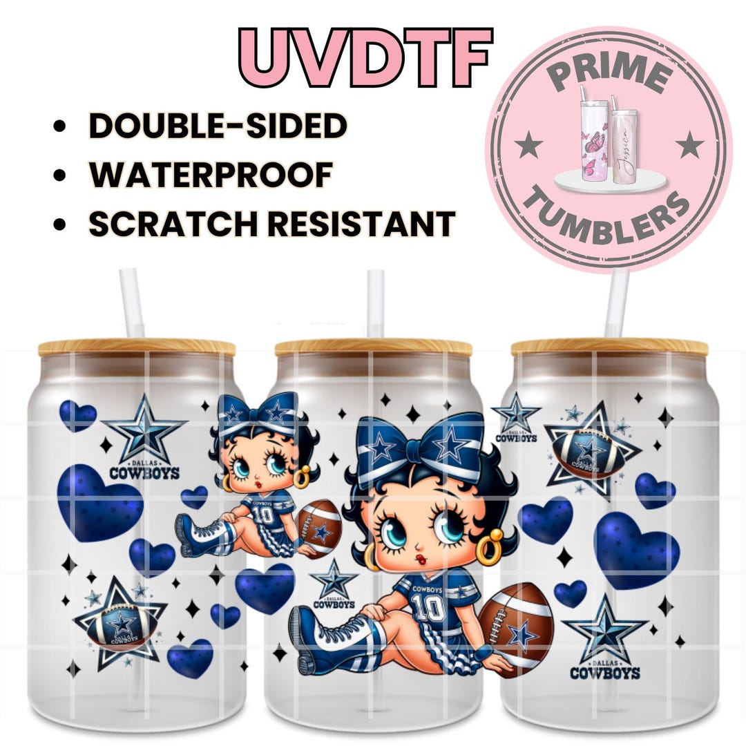 Betty Boop Dallas Cowboys Hearts Girl UVDTF Cup Wrap - Etsy