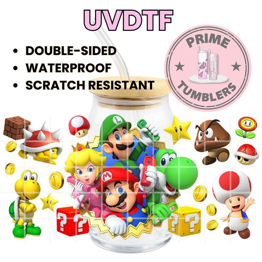 Mario Bros Mario Luigi 16oz UVDTF Cup Wrap, Ready to Apply - Etsy