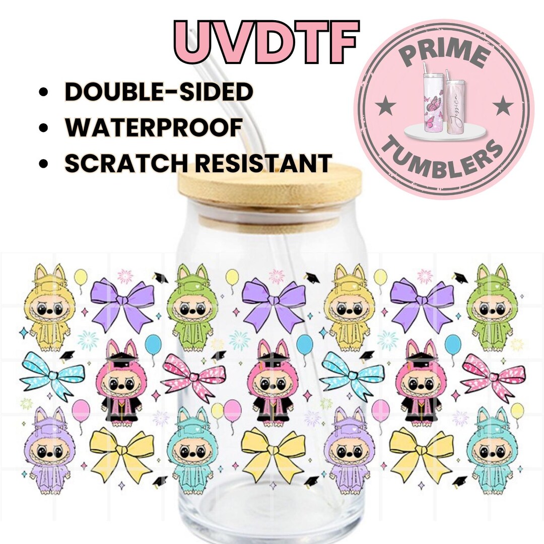 Labubu Bows Graduation Kawaii 16oz UVDTF Cup Wrap - Etsy