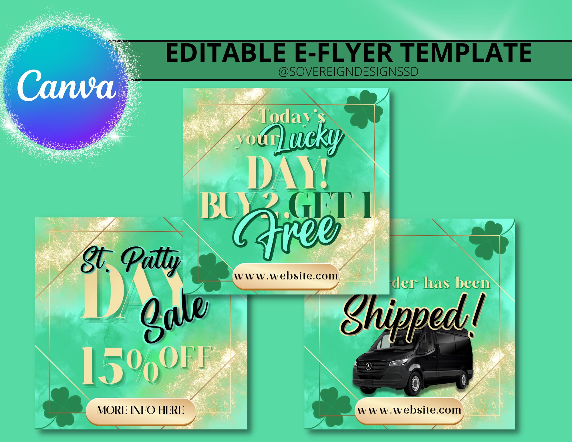 DIY CANVA TEMPLATE St. Patrick Day Promo Bundle Boutique Business Flyer ...