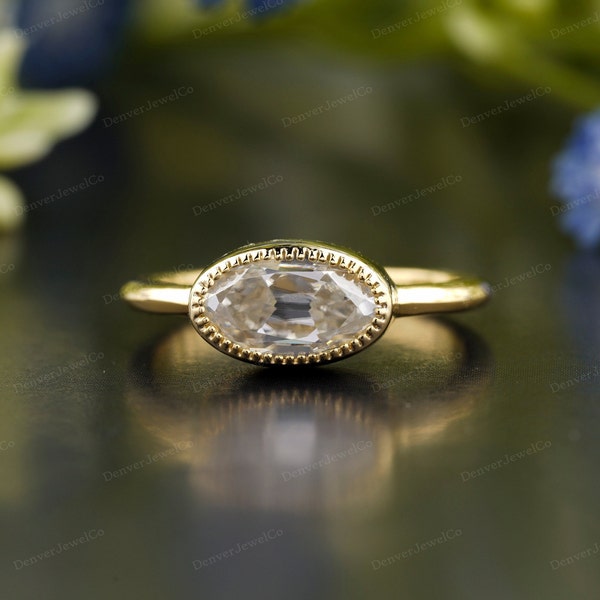 Horizontal Oval Engagement Ring - Etsy