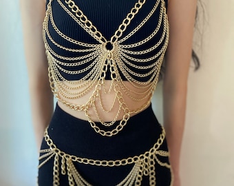 Sexy Gold Bra Chain | Etsy
