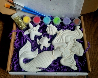Mermaid Painting Kit/mermaid Gift Idea/mermaid Party/gift for - Etsy