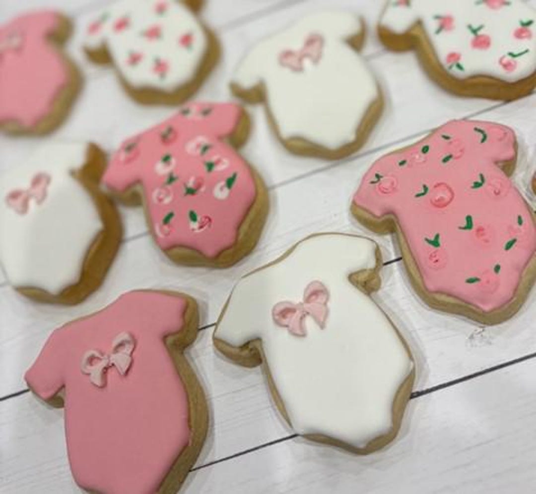 2 Dozen Baby Shower Mini Sugar Cookies, Mini Onesies Cookies, Baby ...